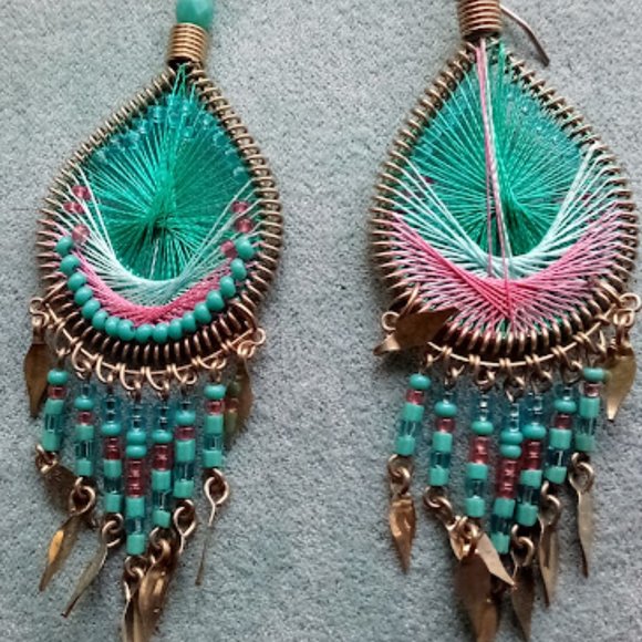 Jewelry | Turquoise Thread Design Earrings | Poshmark